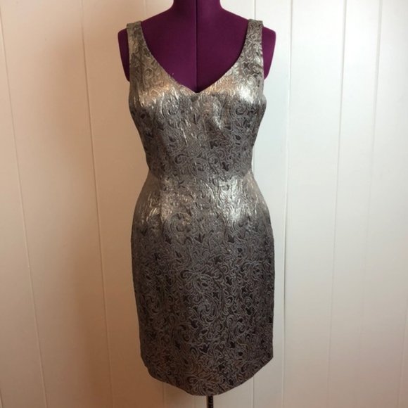 Ralph Lauren | Dresses | Sexy Wiggle Fitted Ralph Lauren Metallic Sheath Party Formal Dress ...